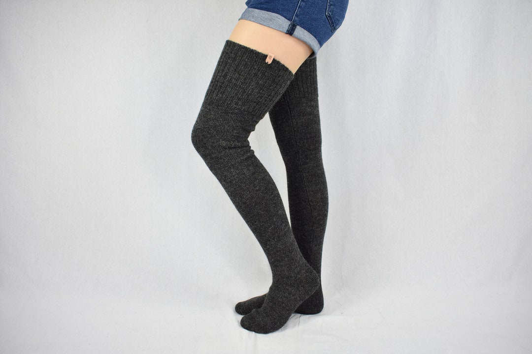 Knitted Alpaca Long Socks Knitted Extra Long Socks for Women Wool ...