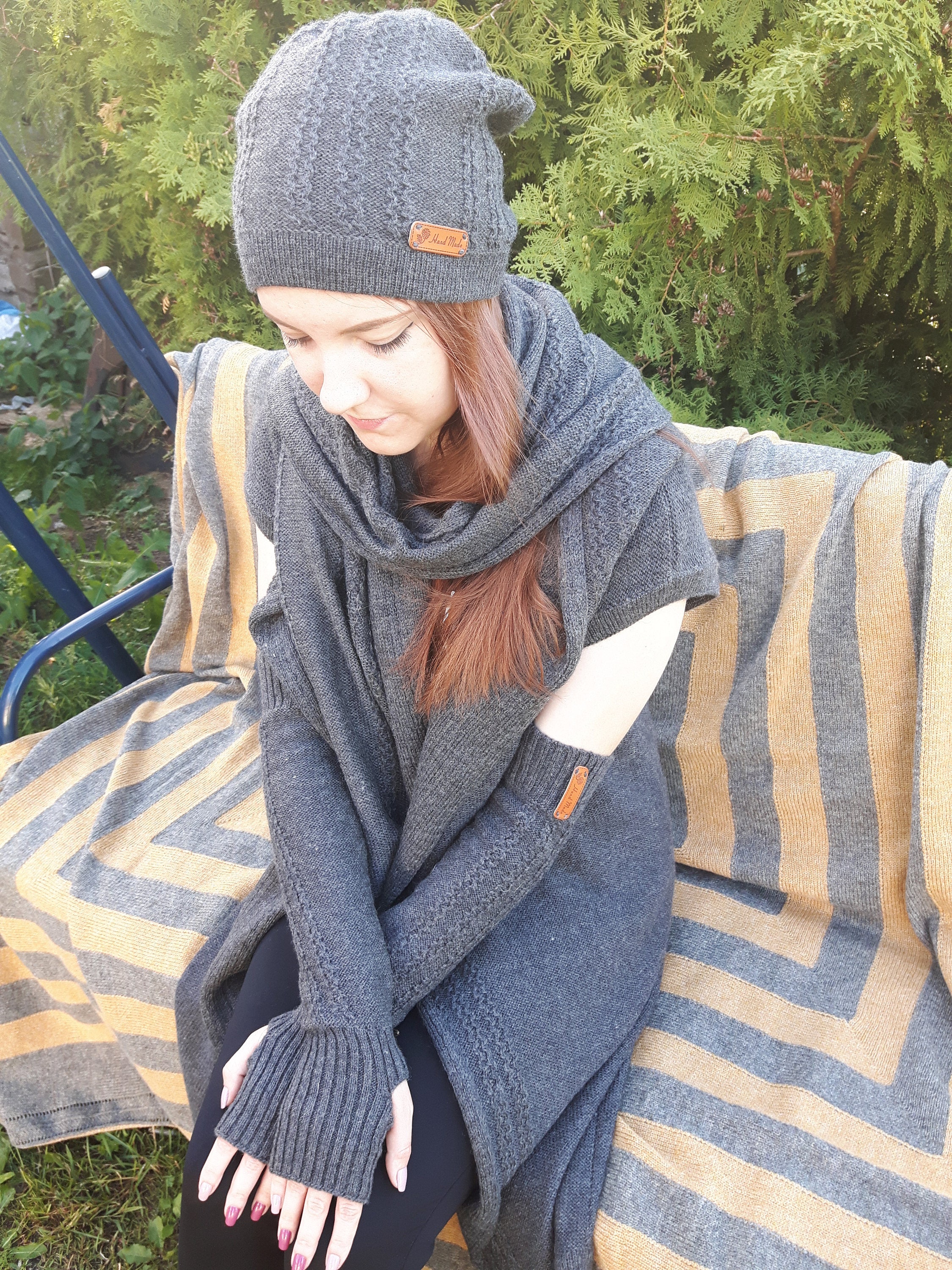 Knitted Long Arm Warmers for Women Alpaca Fingerless Mittens Wool ...