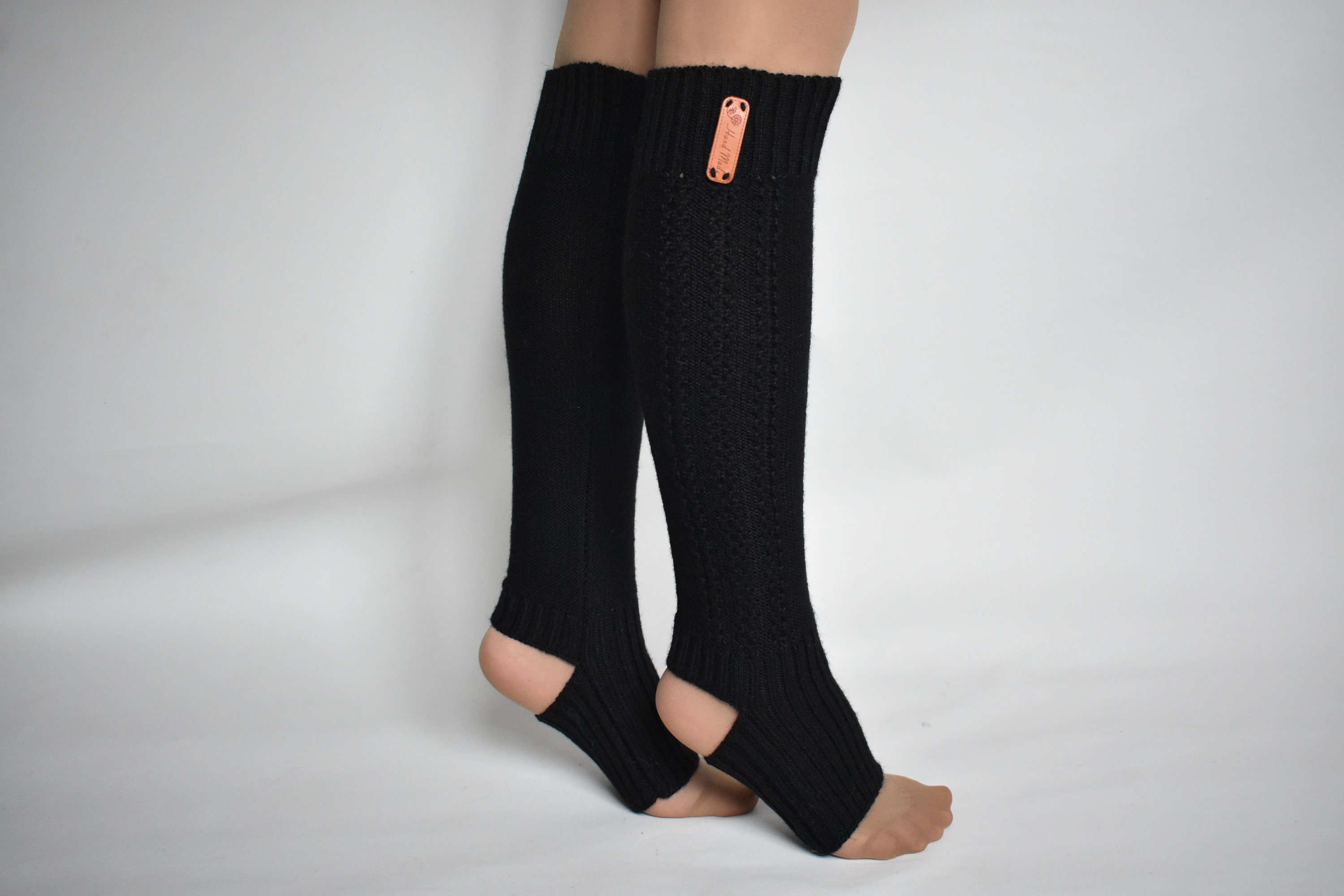 Knitted alpaca leg warmers Wool leg warmers with heel for | Etsy