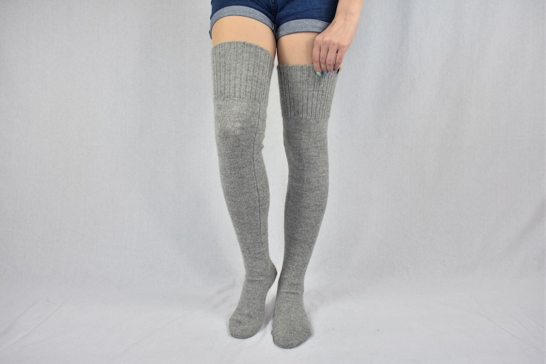 Knitted Alpaca Long Socks Knitted Extra Long Socks for Women Wool ...