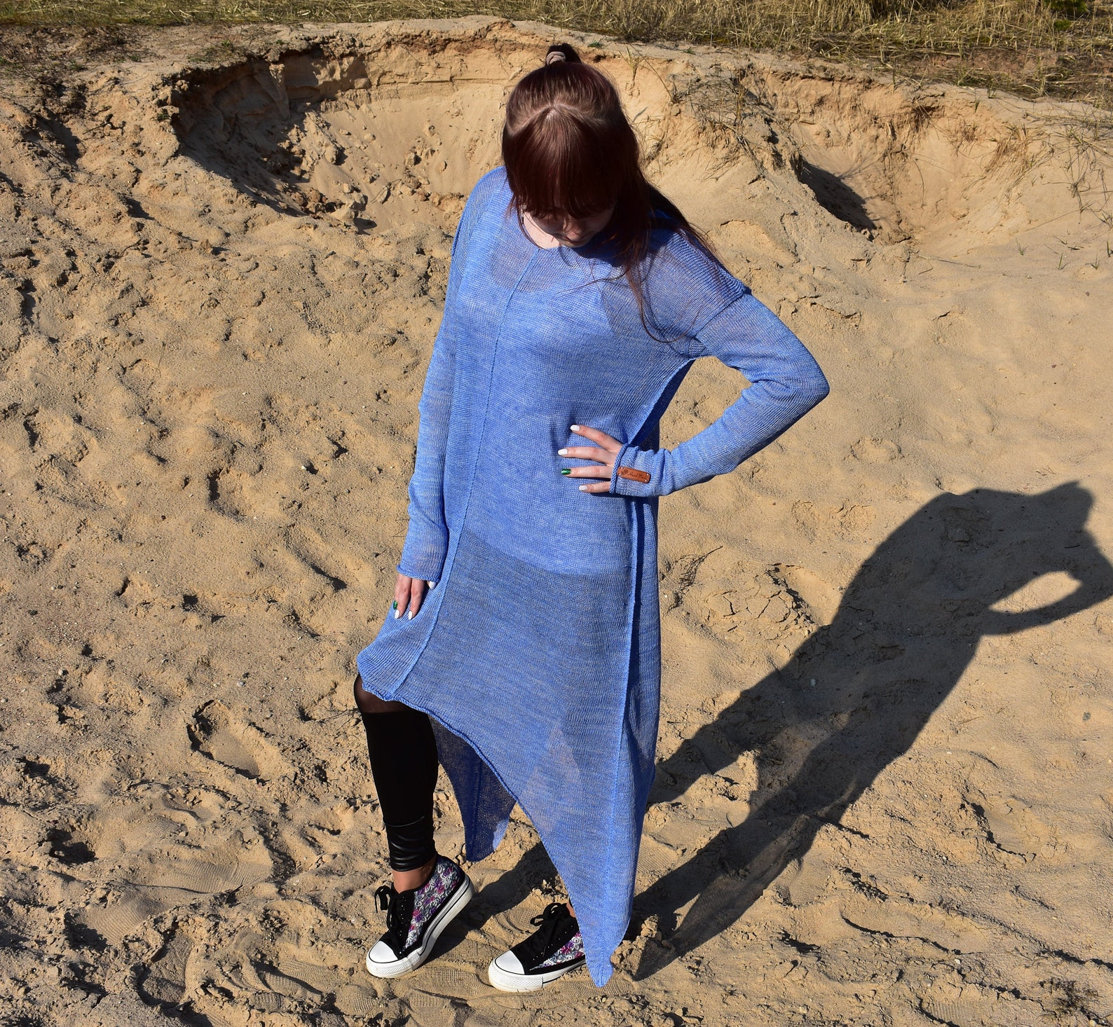 Knitted Organic Oversize Beach Tunic for Women Summer Flax | Etsy