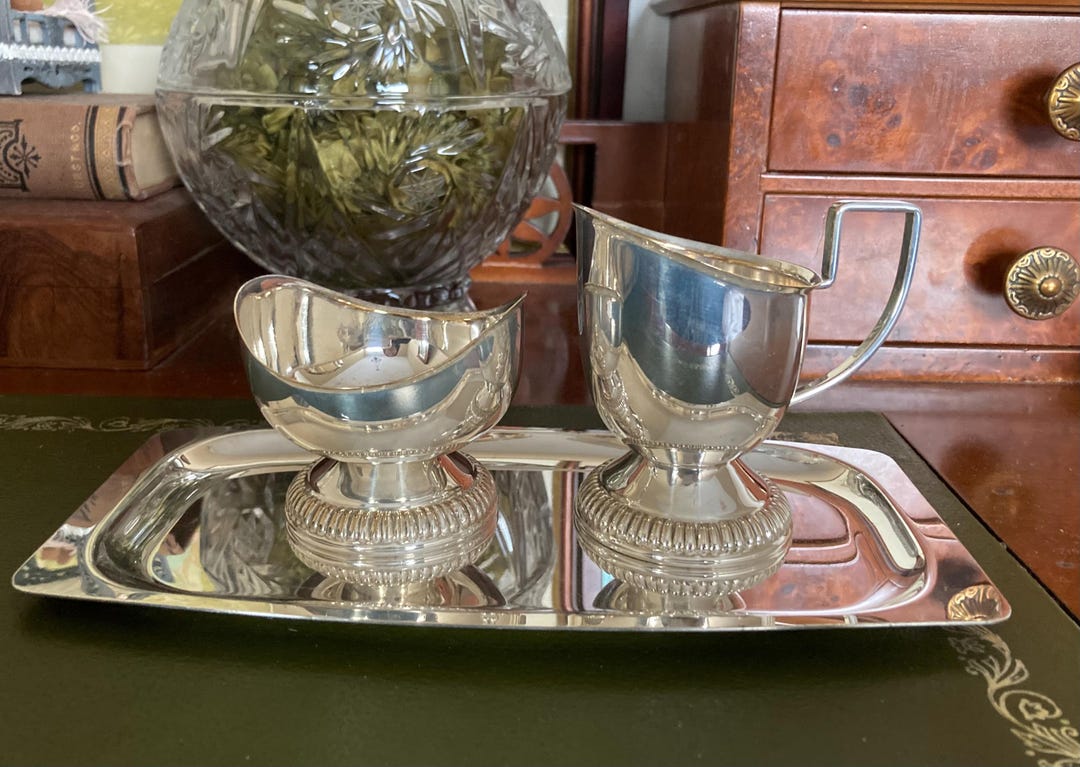 Art Deco Silver Plated Cream & Suger Set - Etsy
