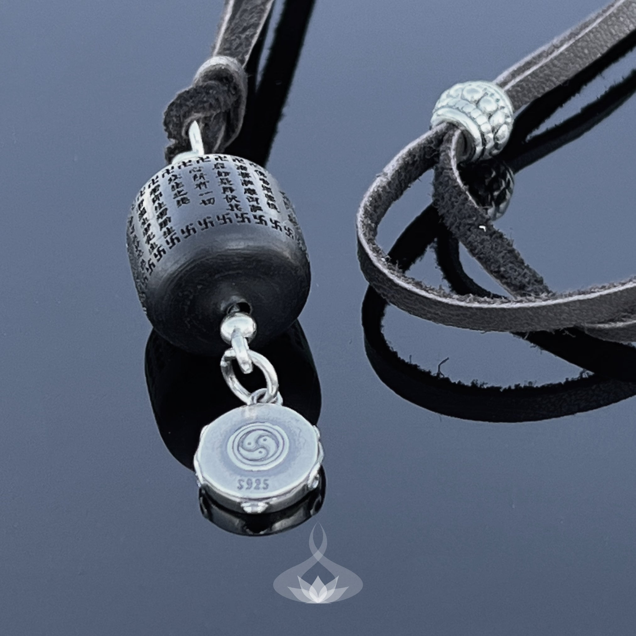 Tibetan Diamond Sutra Pendant Necklace Carved Prayer Wheel Silver ...