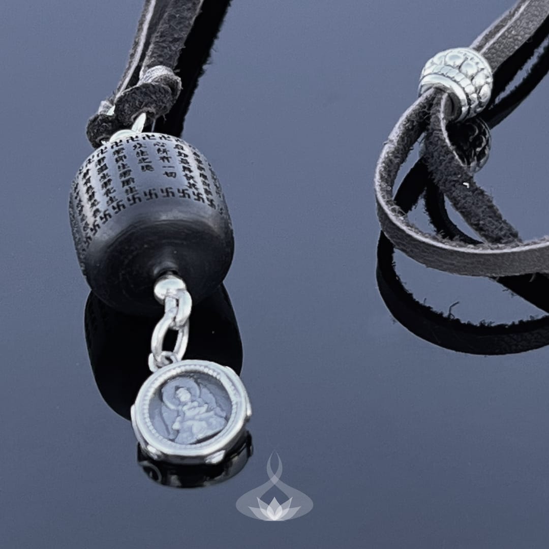Tibetan Diamond Sutra Pendant Necklace Carved Prayer Wheel Silver ...