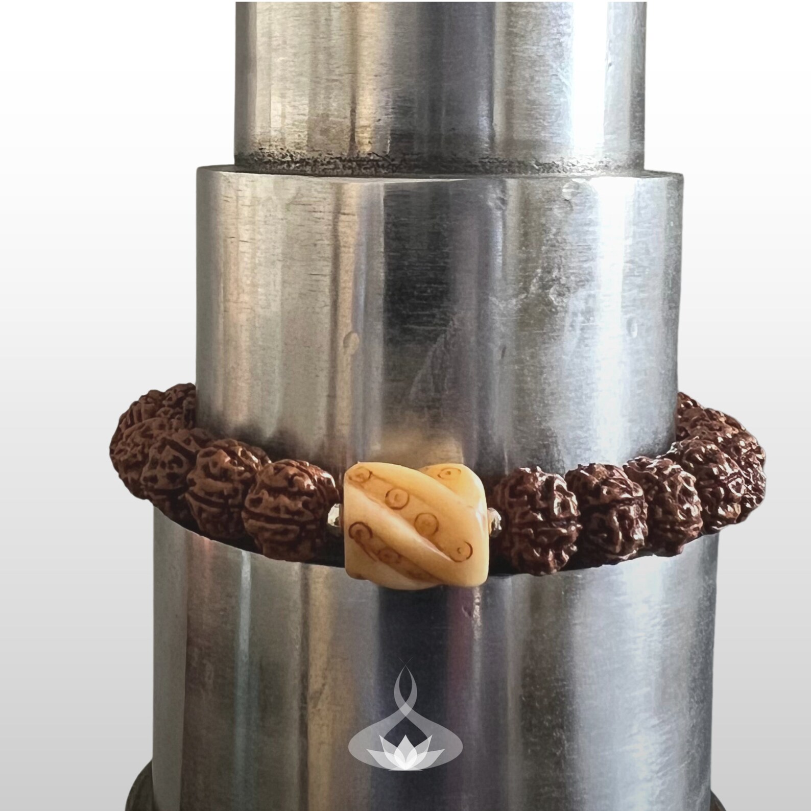 Calming Shiva Tears Rudraksha Bracelet Natural Oval Carved Tibetan Yak ...
