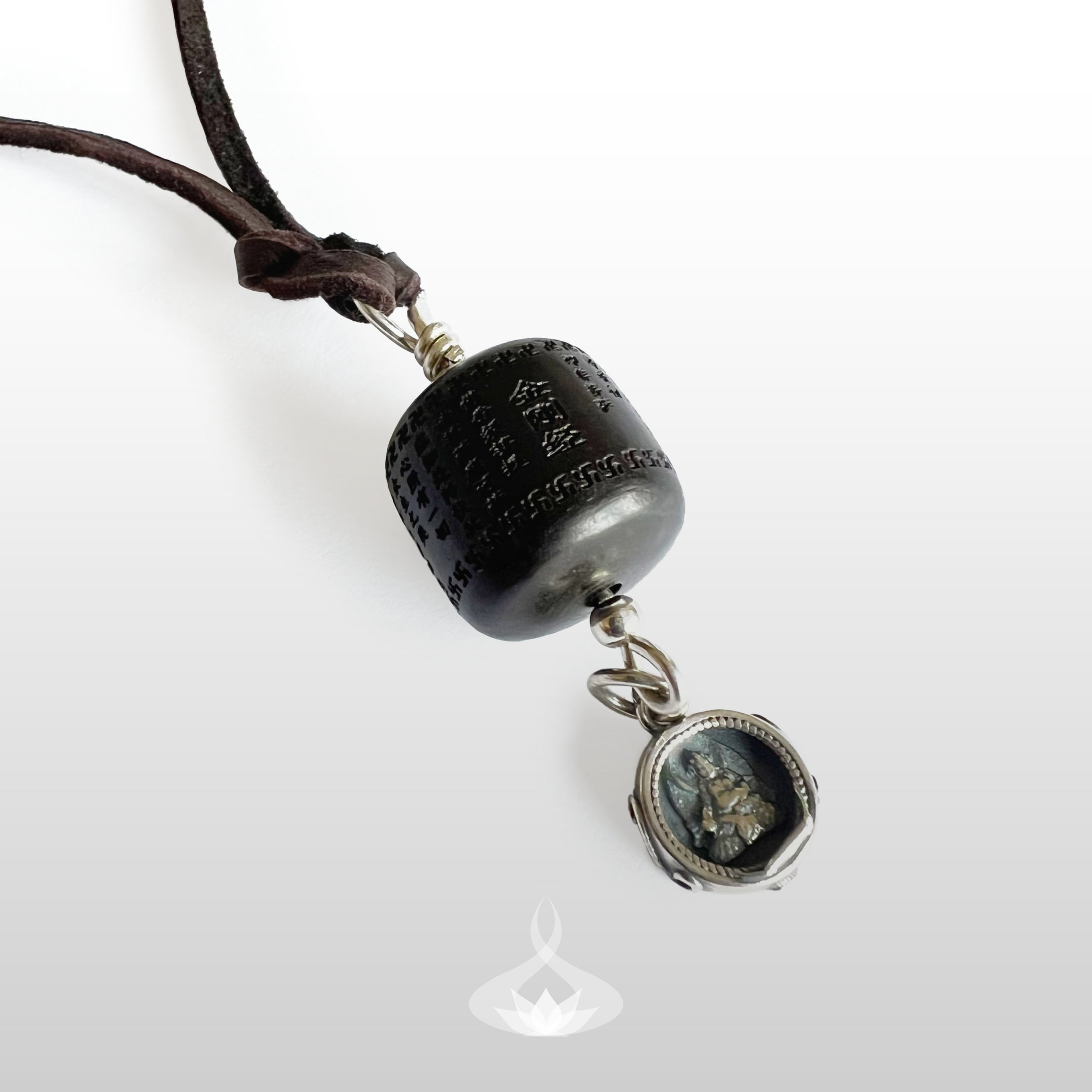 Tibetan Diamond Sutra Pendant Necklace Carved Prayer Wheel Silver ...