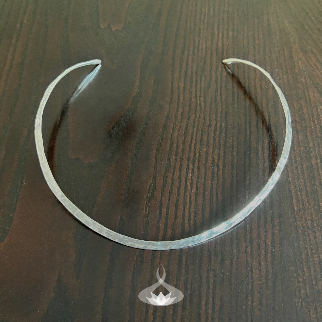 Open Choker Necklace Genuine Silver Choker Collar Hammered Sterling ...