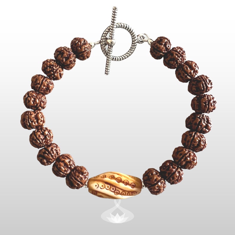 Enlightened Shiva Tears Rudraksha Bracelet Natural Oval Carved Tibetan ...