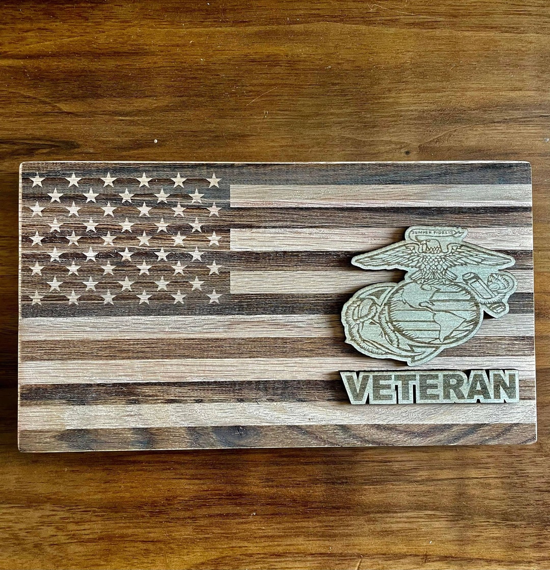 Desktop Marine Corp Retirement Flag Gift/oak Hardwood 3D - Etsy