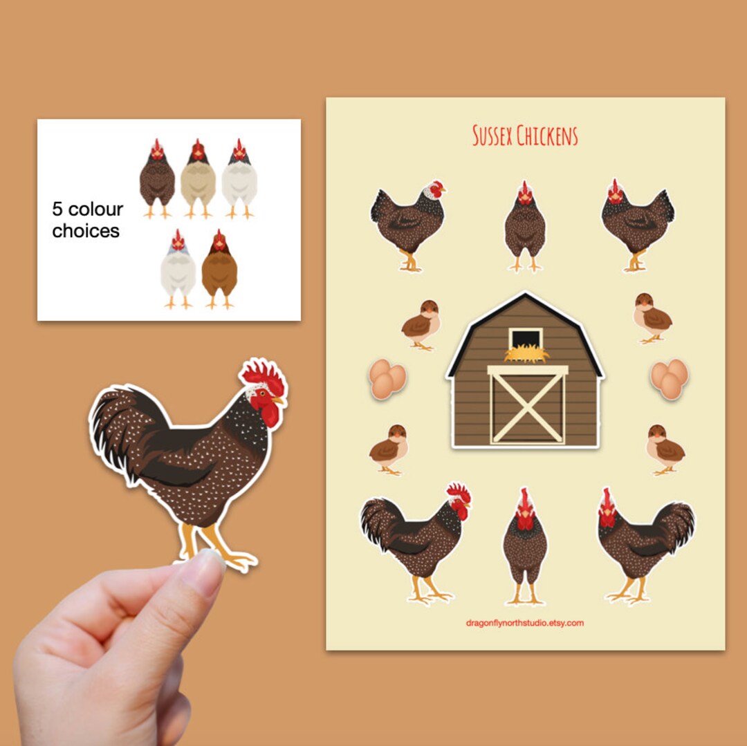 Sussex Chicken Sticker Set - Chicken Sticker Sheets - Chicken Breed ...