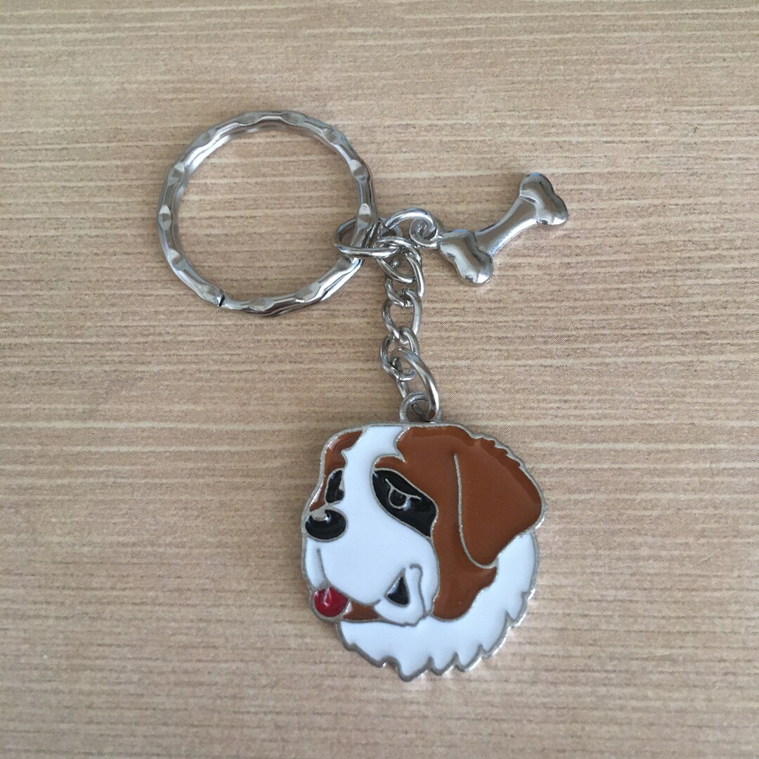 St Bernard head enamel charm keychain Saint Bernard - Etsy.de