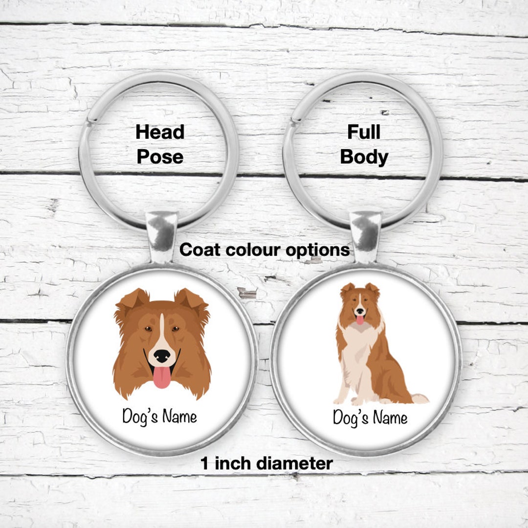 Rough Collie Keychain Personalized - Etsy