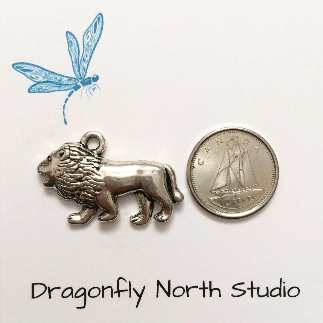 Lion charm African animal charm animal king charm antiqued silver tone ...