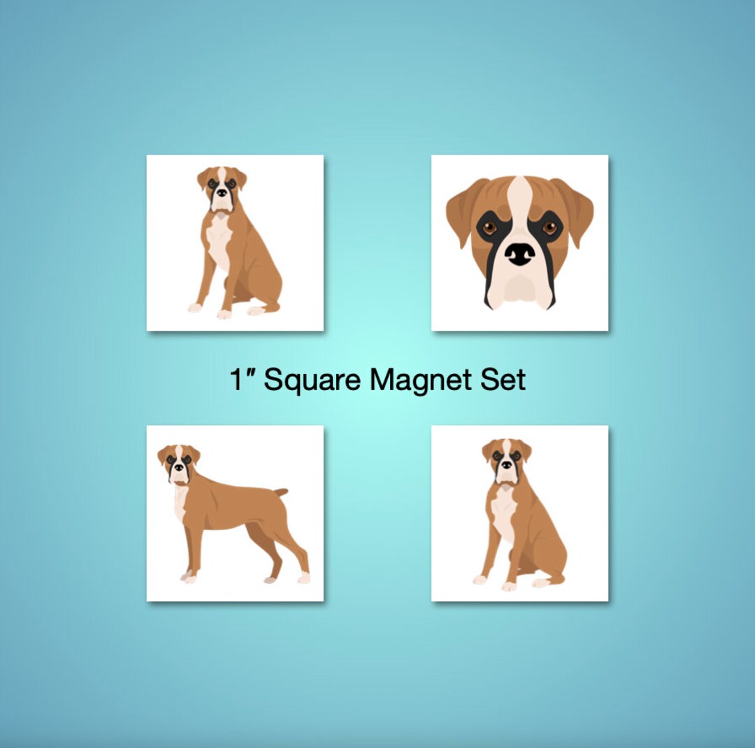 Boxer natural Ears/docked Tail 1 Inch Magnet Set - Etsy