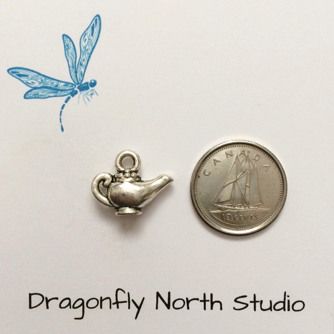 Genie Lamp Charm Magic Lamp Charm Antiqued Silver Tone - Etsy