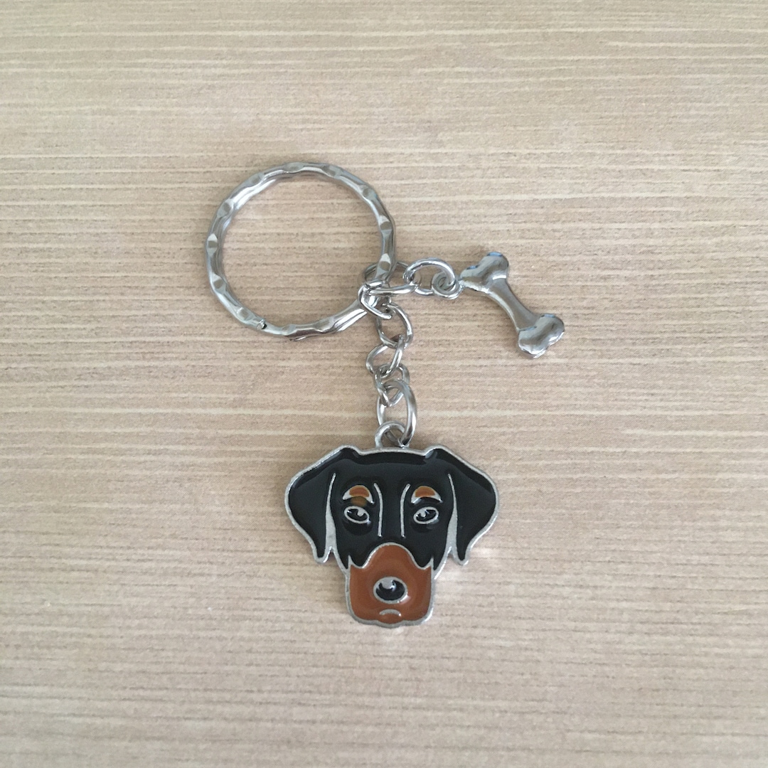 Doberman Head Enamel Charm Keychain - Etsy UK