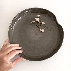 Handmade Ceramic Plate, Shallow Bowl From Black / Dark Grey Stoneware ...