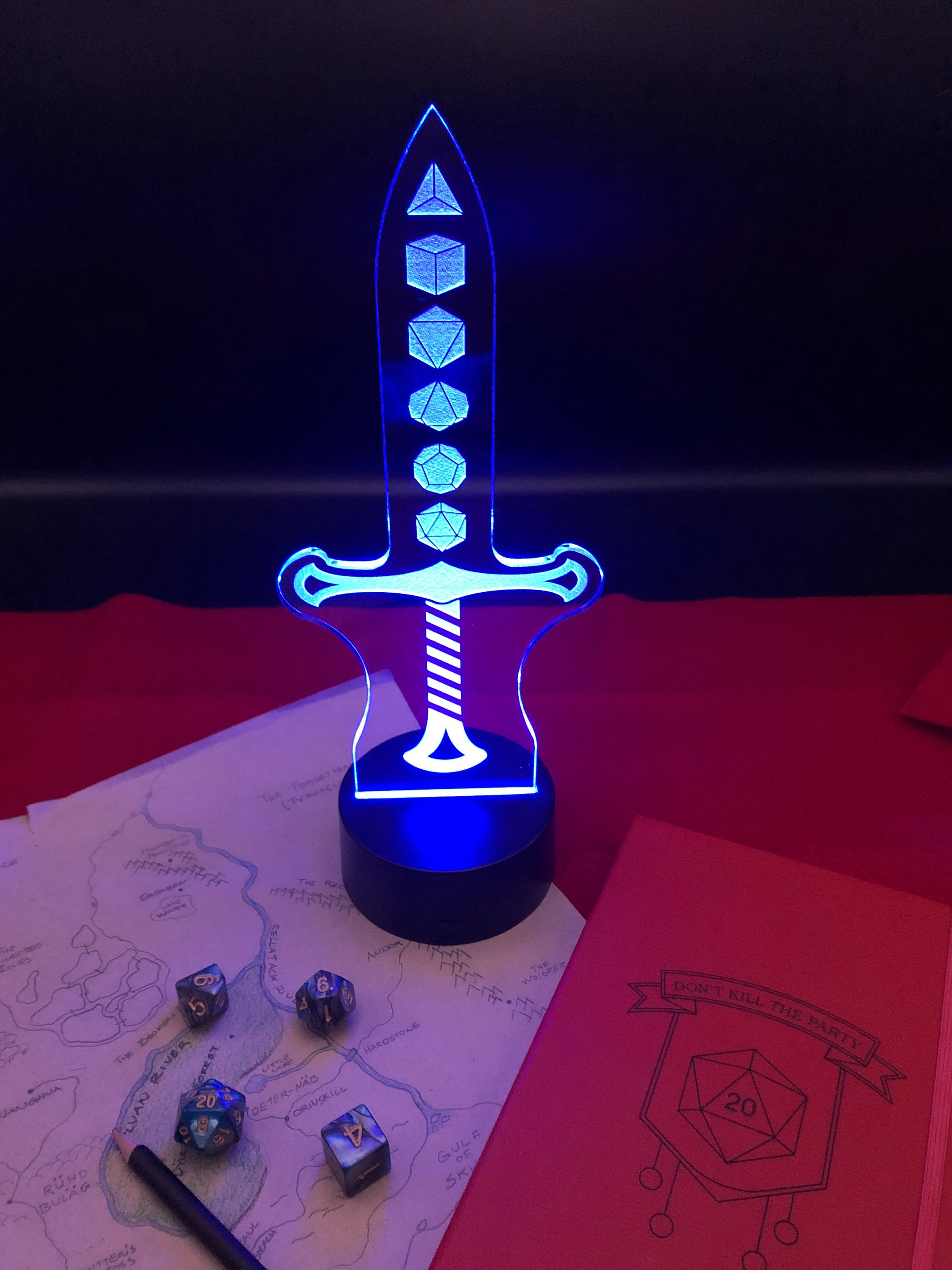 Dungeons & Dragons Dice Dagger Color-changing LED Lamp - Etsy
