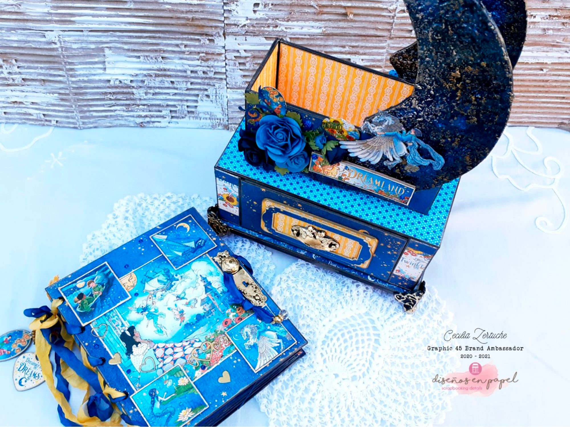 Mini-album tutorial Graphic 45 Dreamland album and stand set | Etsy