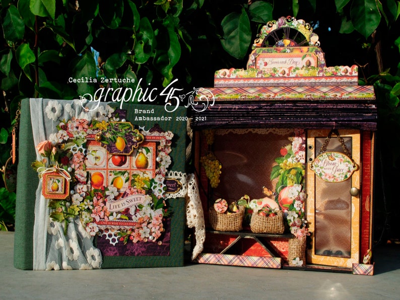 Mini Album Tutorial, Graphic 45, Fruit & Flora Album and Shop ...