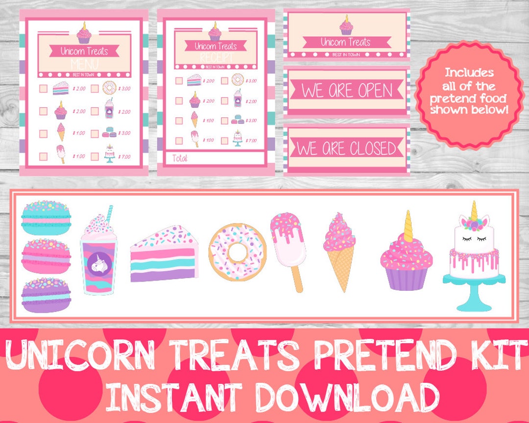 Unicorn Treats Shop Pretend Kit, Pretend Play Printables,instant ...