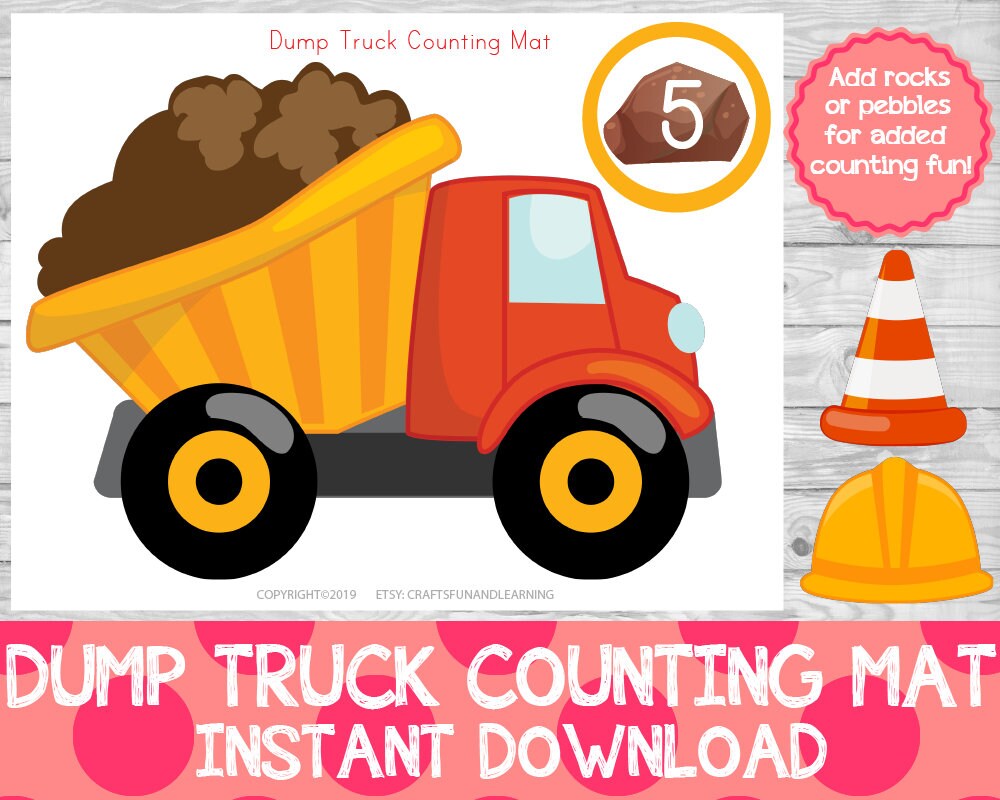 Dump Truck Counting Mat Counting Rocks | Etsy