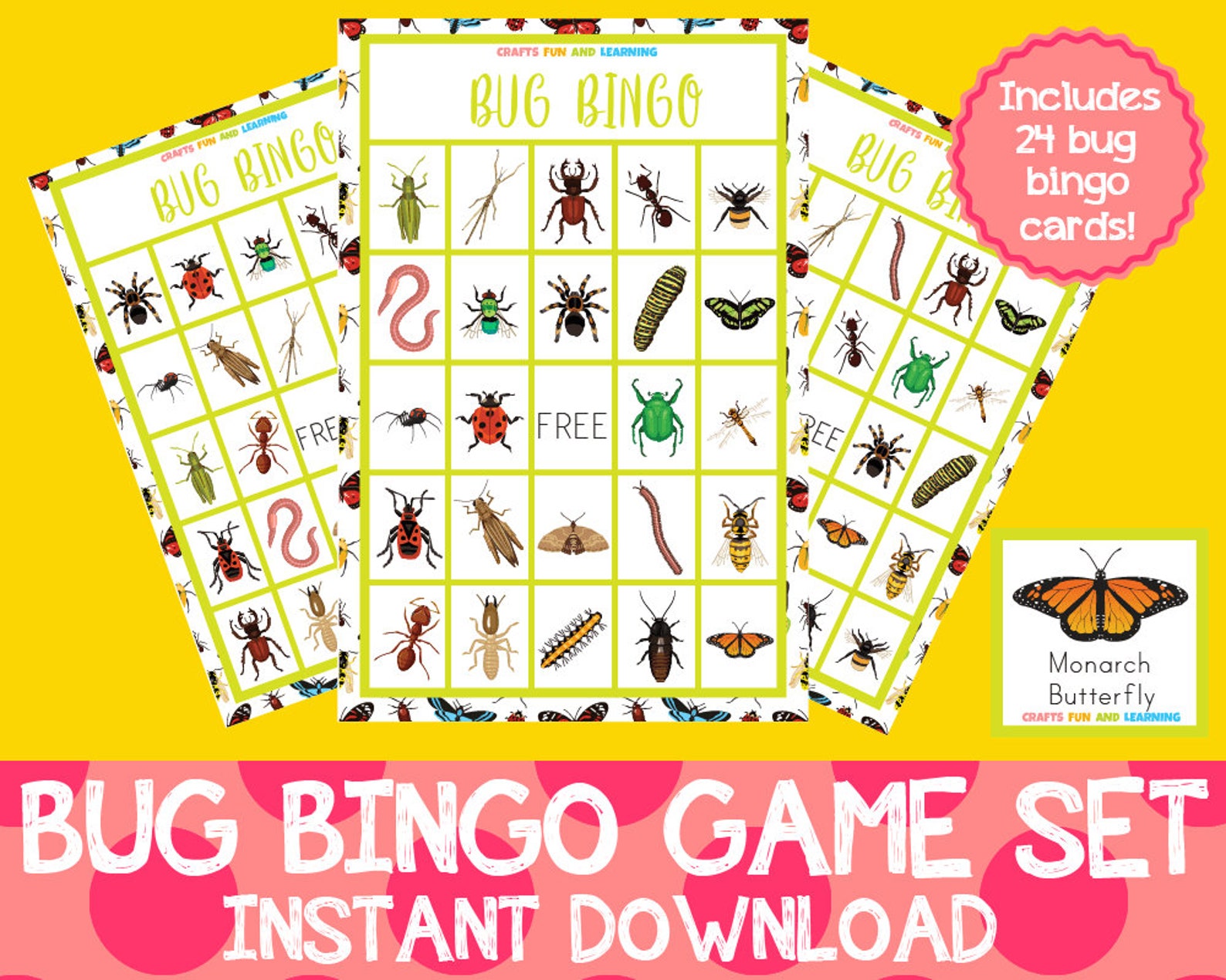 Bug Bingo Game Set Bug Bingo Sprig Bingo Games | Etsy UK