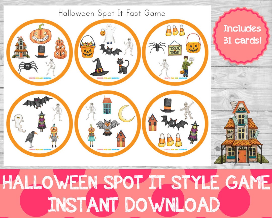 Halloween Spot It Style Game, Halloween Matching Game,find the Match - Etsy