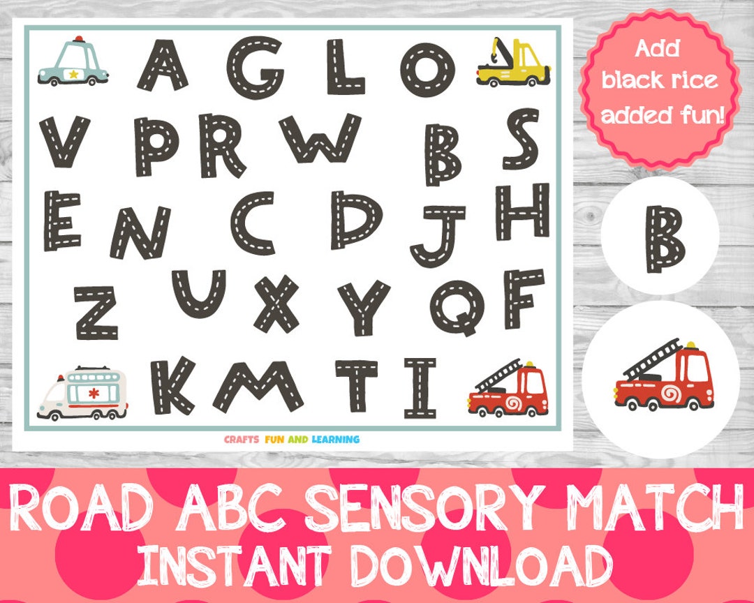Road ABC Sensory Match, Sensory Look and Find - Etsy