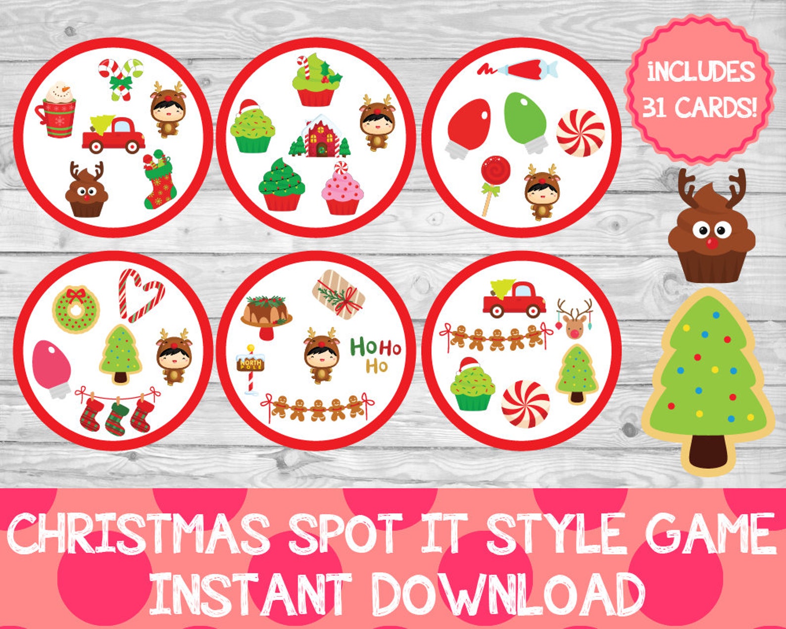 Christmas Spot It Style Game, - Etsy