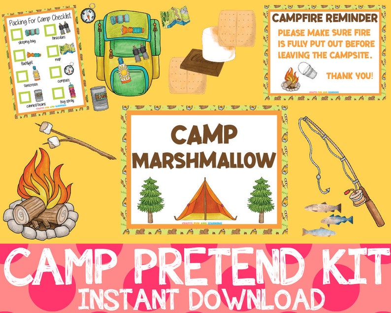 Camp Pretend Kit Camping Dramatic Play - Etsy