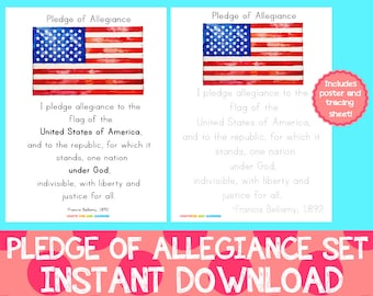 Pledge of Allegiance Handwriting Practice Printable Poster - Etsy