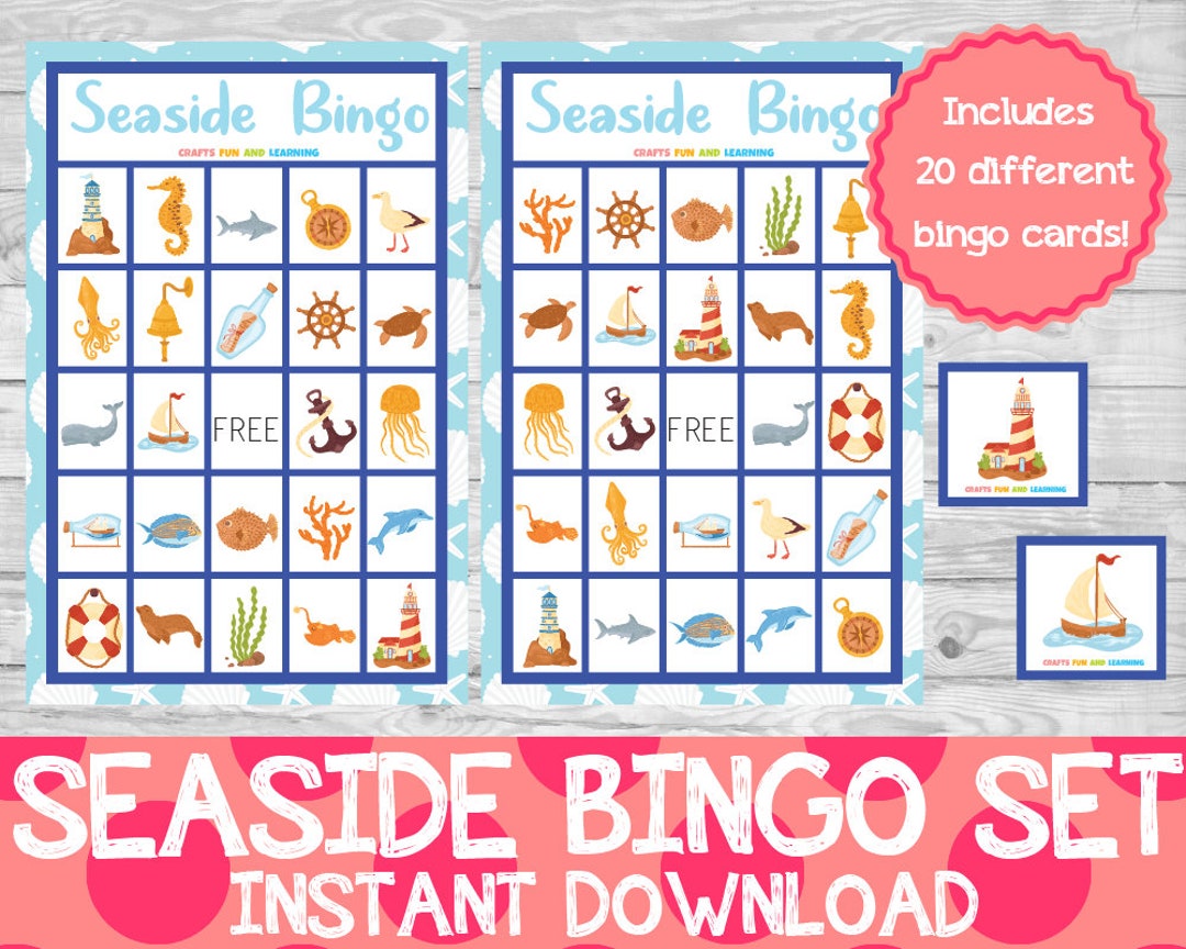 Seaside Bingo Set, Ocean Bingo, Bingo Games - Etsy
