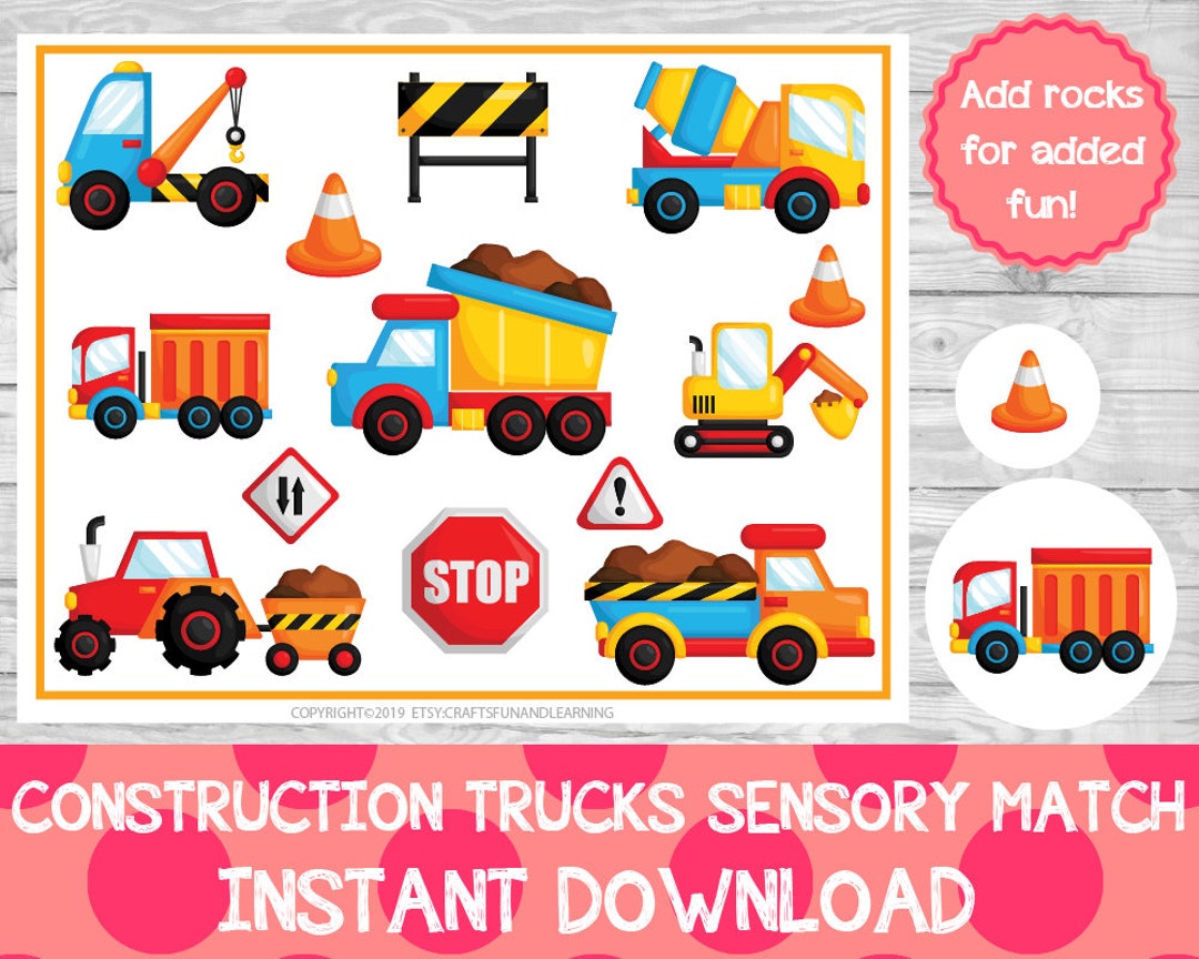 Construction Trucks Sensory Match, Construction Trucks Sensory Look and ...