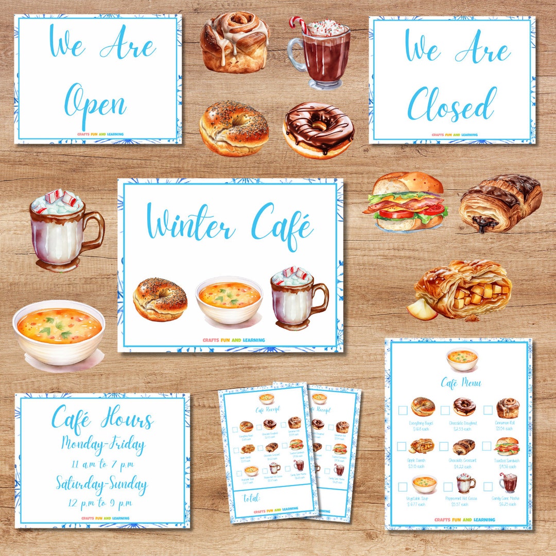 Winter Cafe Pretend Kit, Dramatic Play, Pretend Play - Etsy