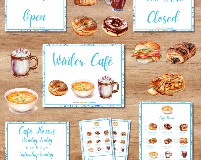 Winter Cafe Printable Dramatic Play Set, Winter Play Set - Etsy Canada