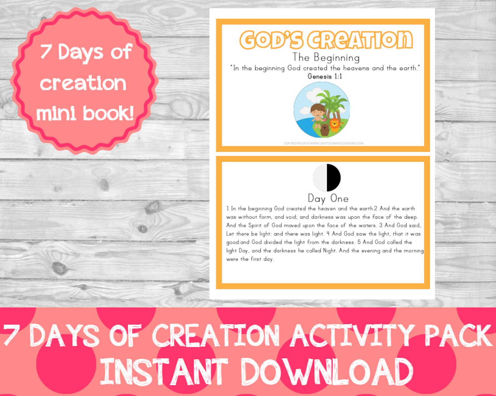 7 Days of Creation Printable Pack Christian Kids Matching - Etsy Canada