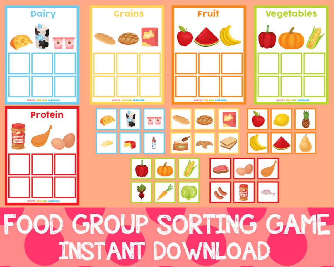 Food Group Sorting Game Preschool Homeschool Activity Busy - Etsy