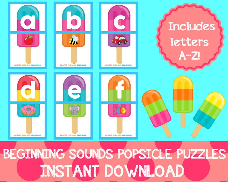 Beginning Sounds Popsicle Puzzles - Etsy