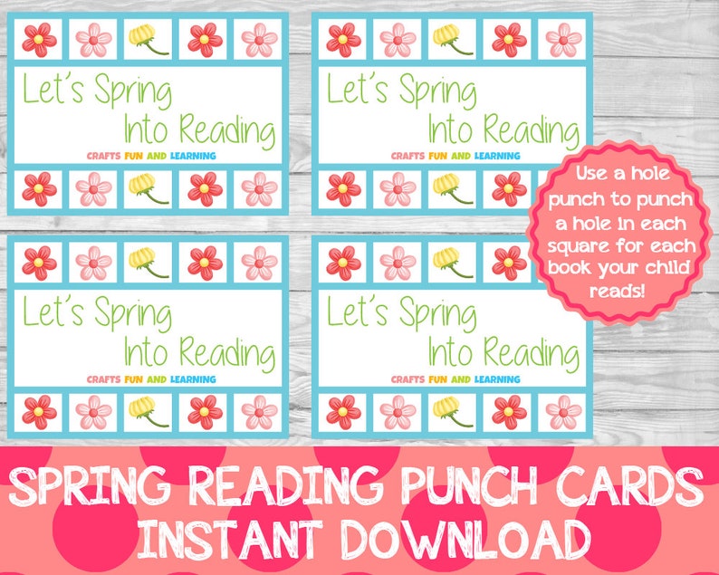 Spring Reading Punch Cards - Etsy