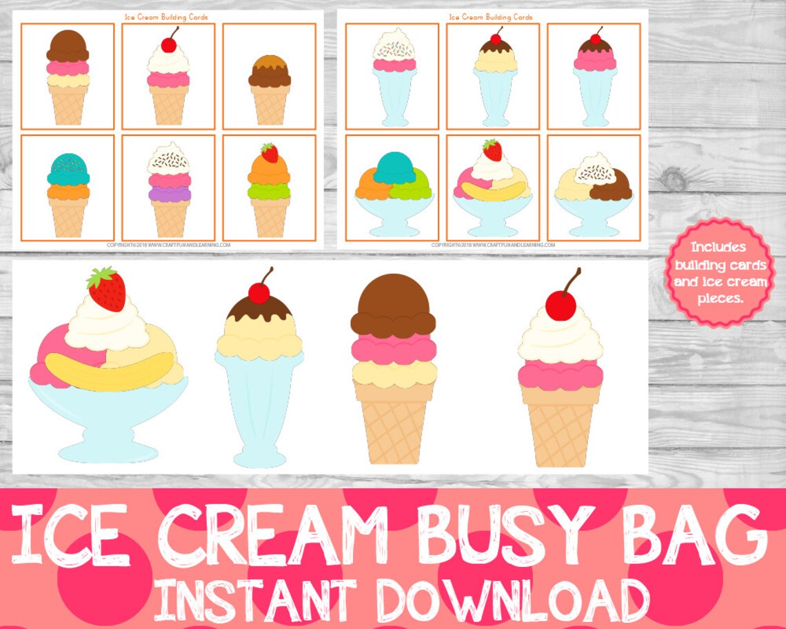 Ice Cream Printable Busy Bag Early Learning Summer Activity | Etsy