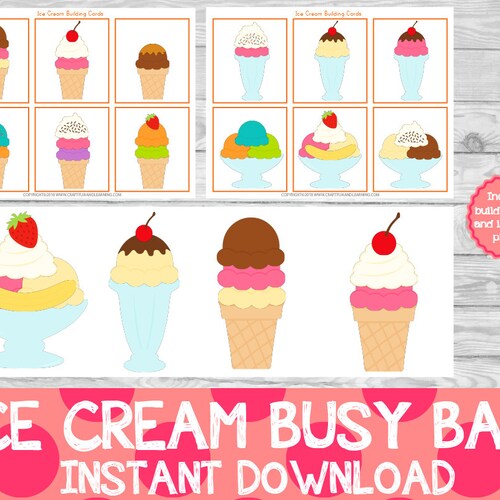 Ice Cream Printable Busy Bag Early Learning Summer Activity - Etsy