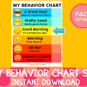 Printable Behavior Chart DIY Kids Magnet Clip Chart Home - Etsy Australia