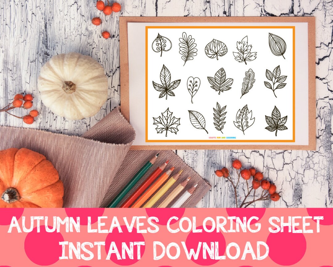 Autumn Leaves Coloring Sheet - Etsy