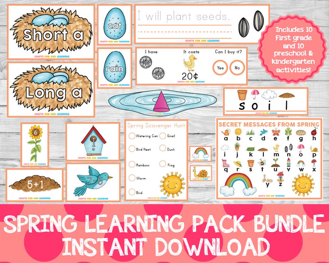 Spring Learning Pack Bundle, Preschool Pack, Learning Pack, First Grade ...