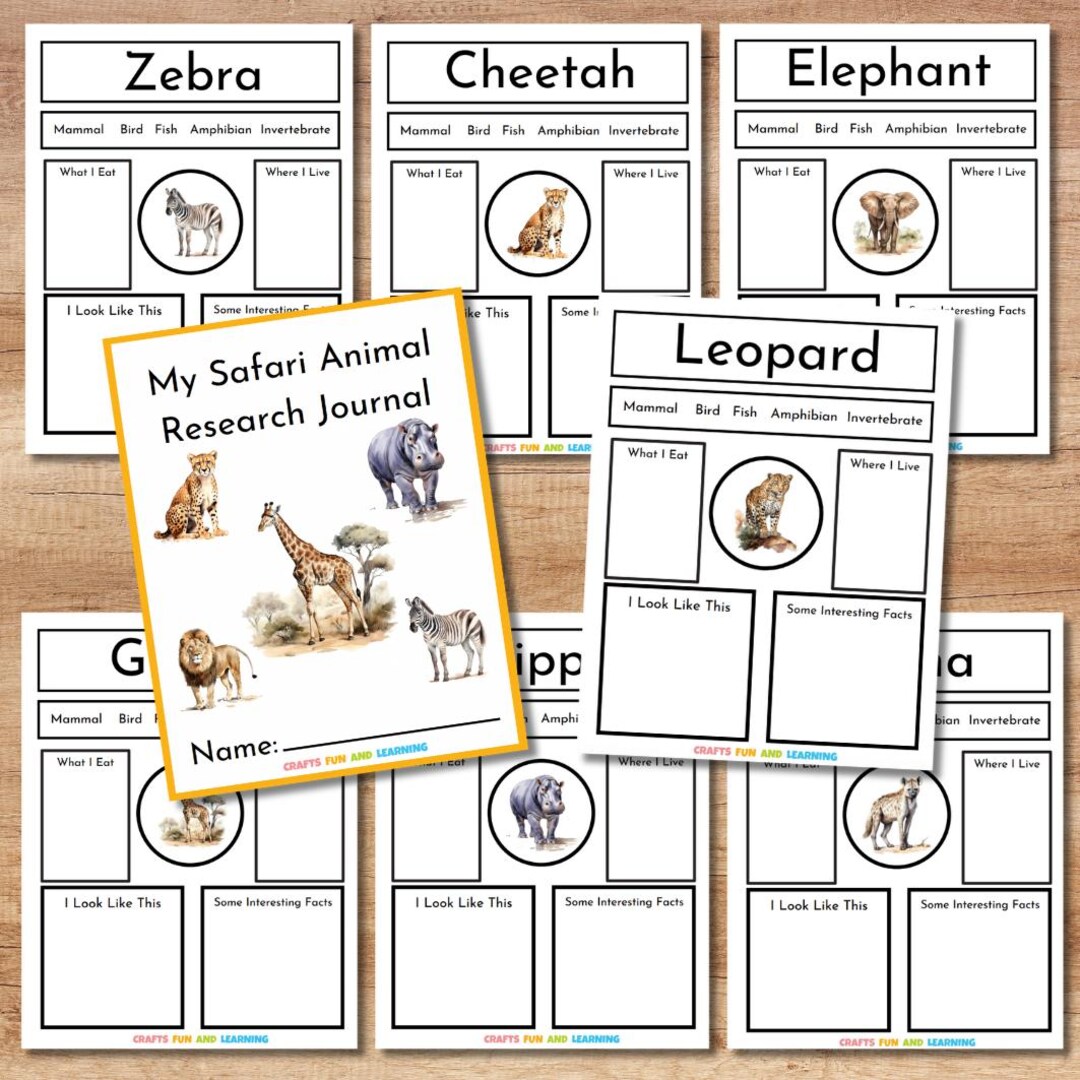 My Safari Animal Research Journal - Etsy