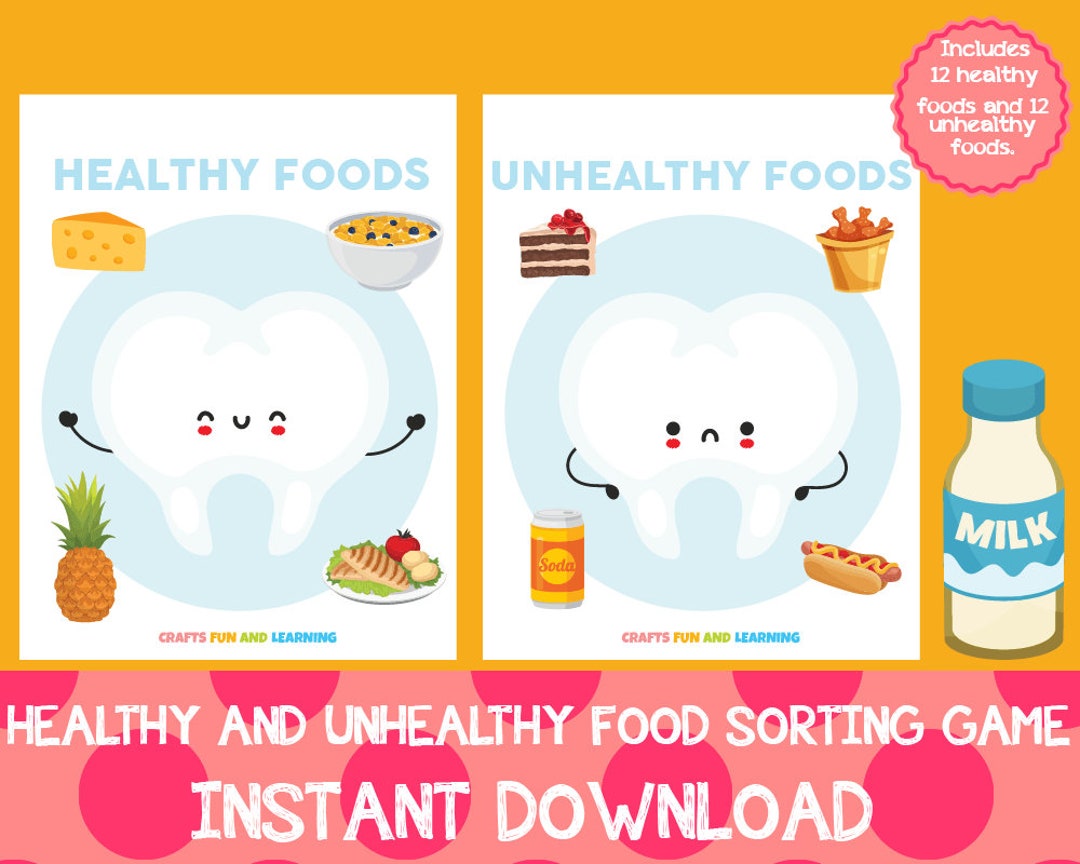 Healthy and Unhealthy Food Sorting Game, File Folder Games - Etsy