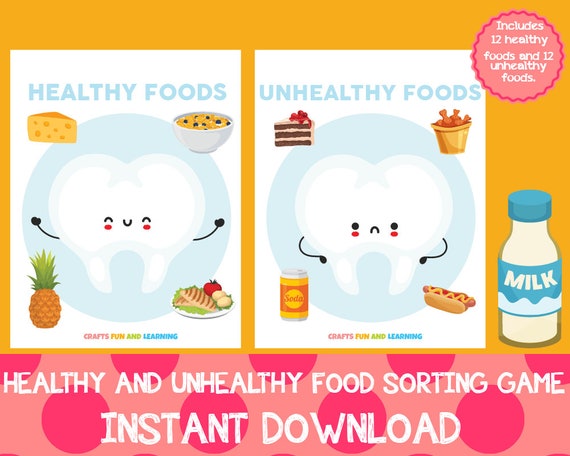 Healthy and Unhealthy Food Sorting Game File Folder Games | Etsy