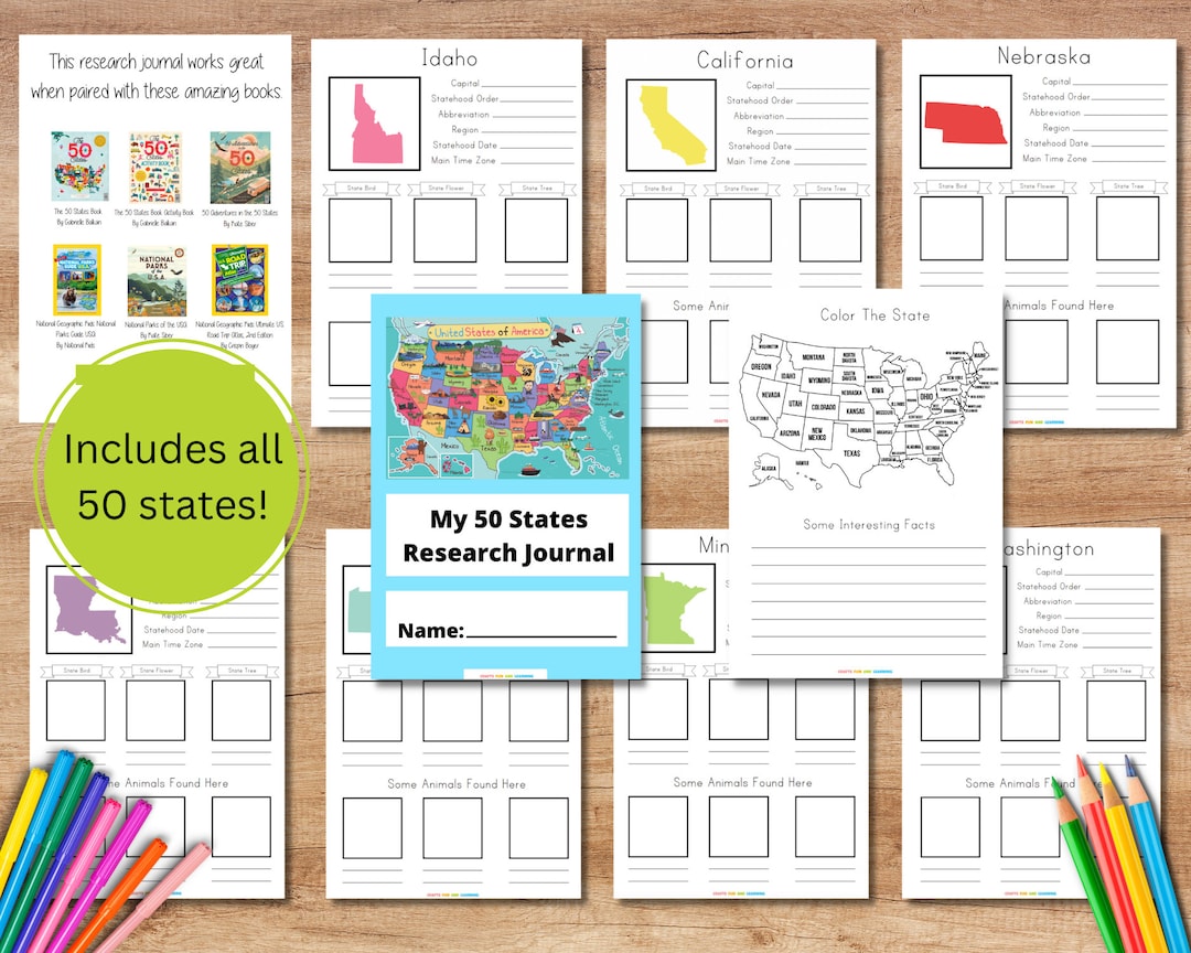 My 50 States Research Journal - Etsy
