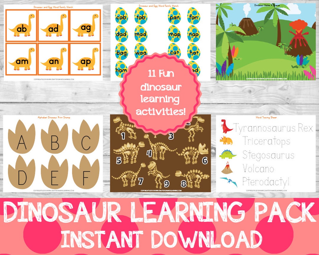 Dinosaur Learning Pack, Dinosaur Preschool Pack, Preschool Learning ...